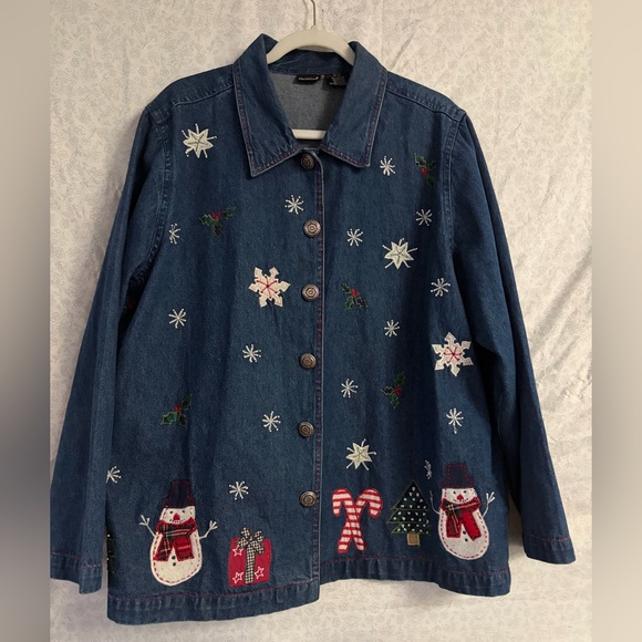 Northcrest | Jackets & Coats | Vintage North Crest Holiday Denim Button ...